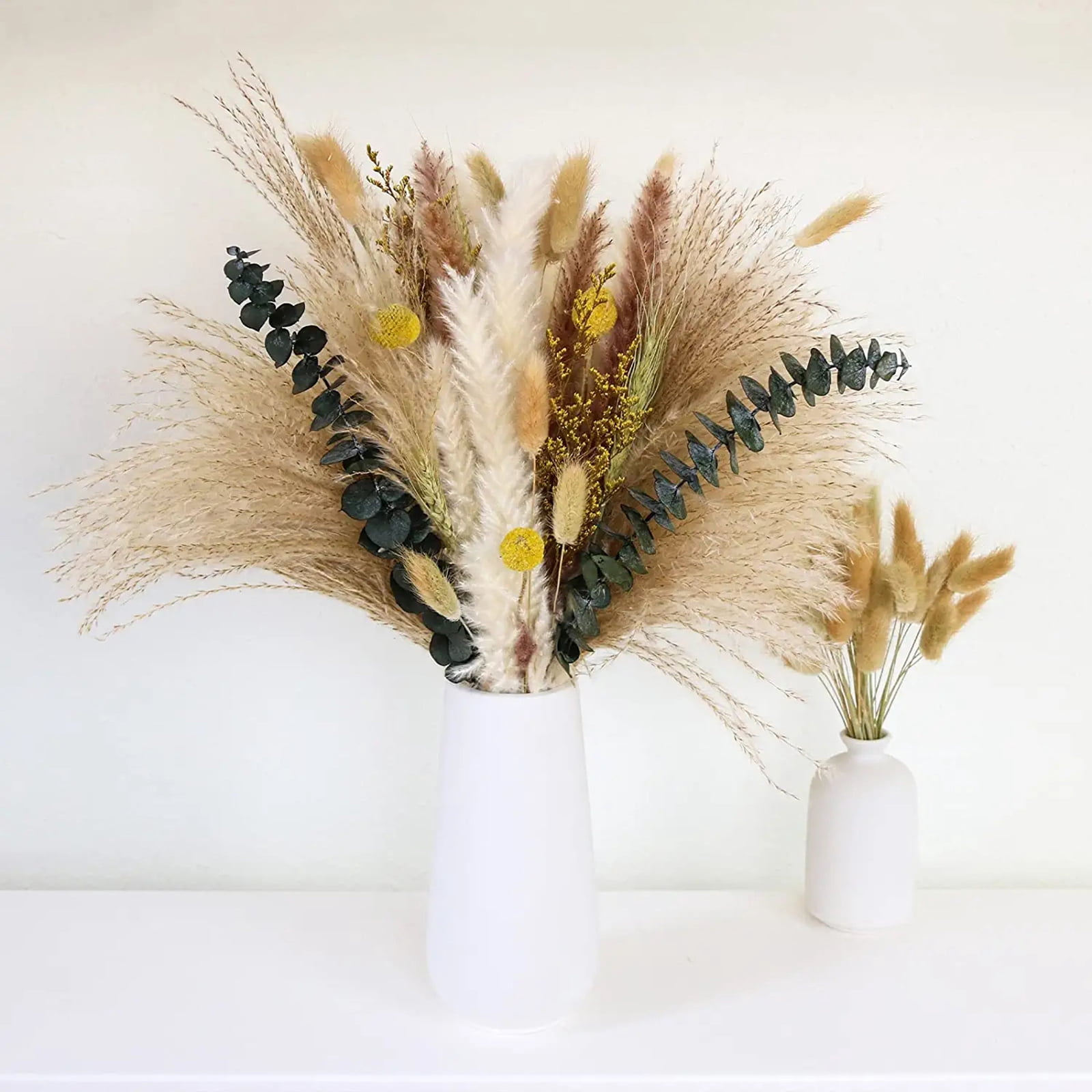 Artificial Dried Flowers, Fake Plant Fluffy Reeds, Eucalyptus, Rabbit ...