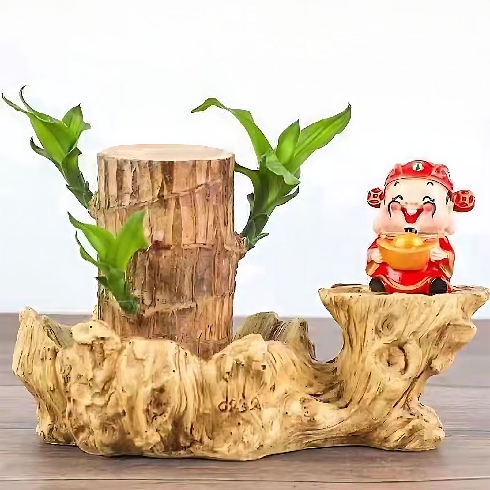 Artificial Driftwood Stump Log Concrete Planter, Succulent Cactus Pot ...