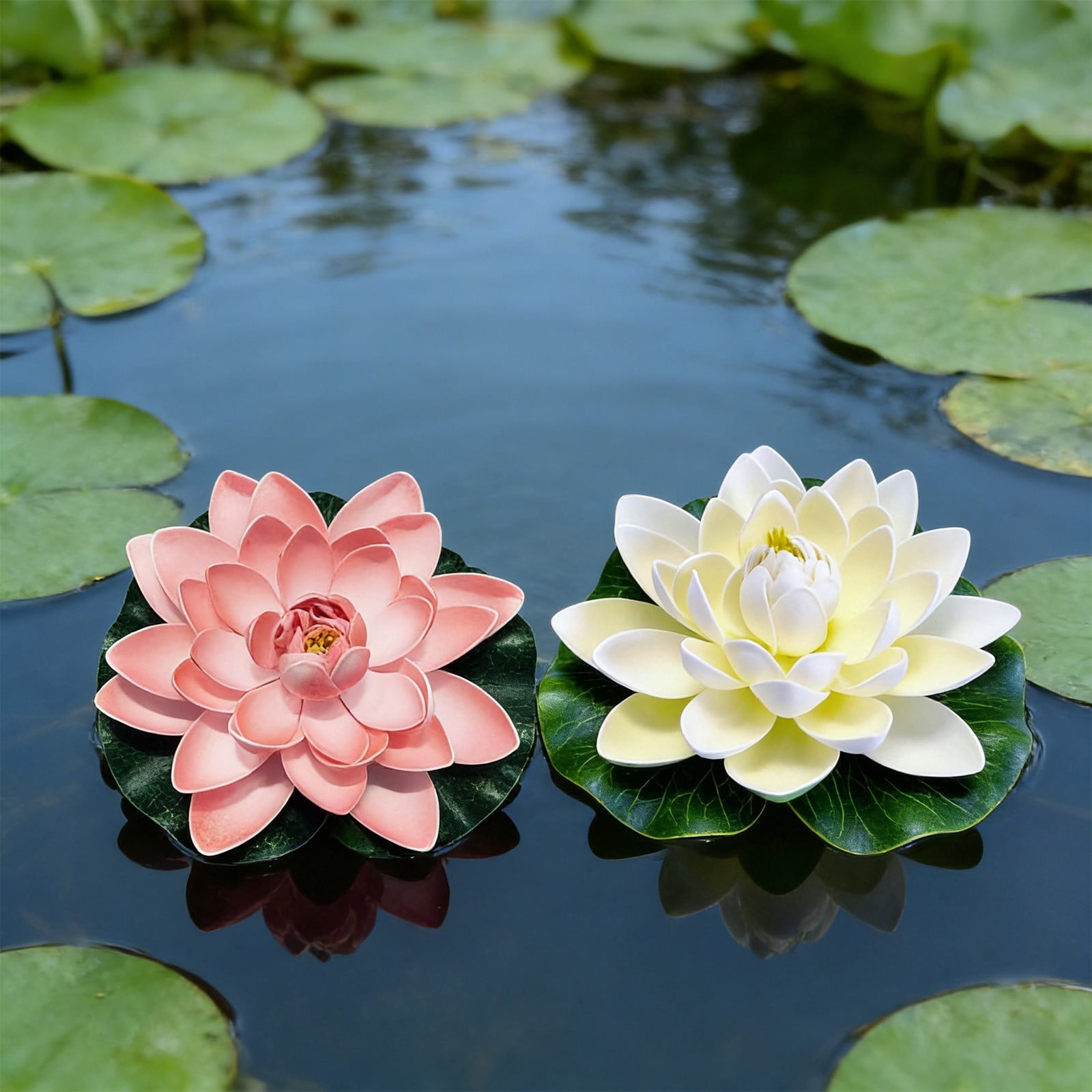 Artificial EVA Foam Lotus Flowers and Leaves Set - Realistic Floating ...