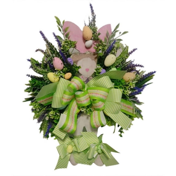 Artificial Easter Bunny Wreath for Front Door, 16inch Spring Summer ...
