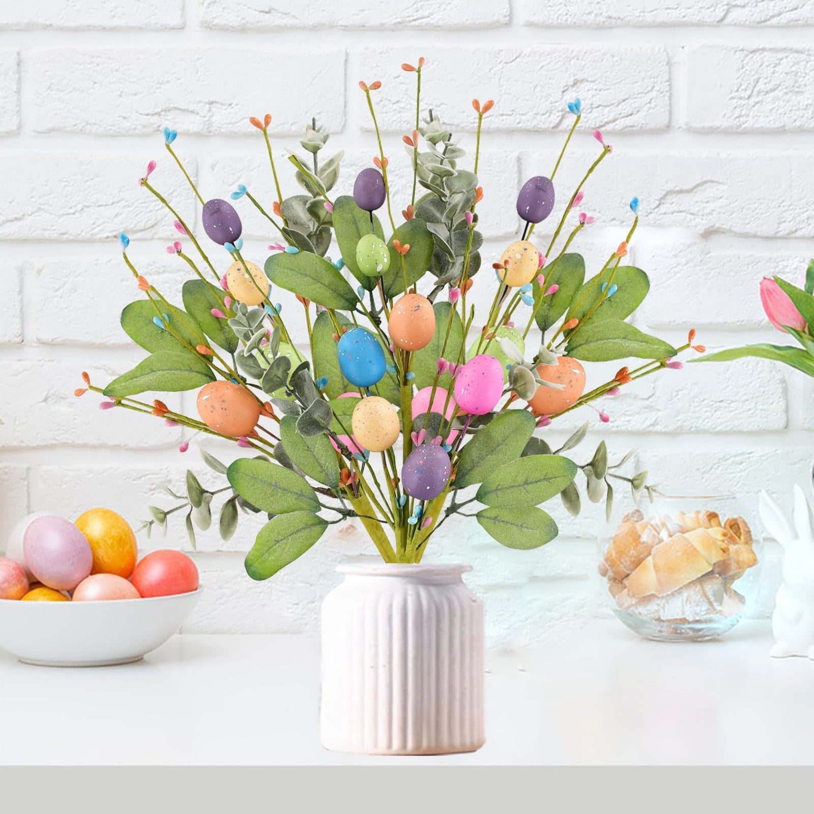 Artificial Easter Egg and Berry Branch 14" Spring Holiday Decor for ...