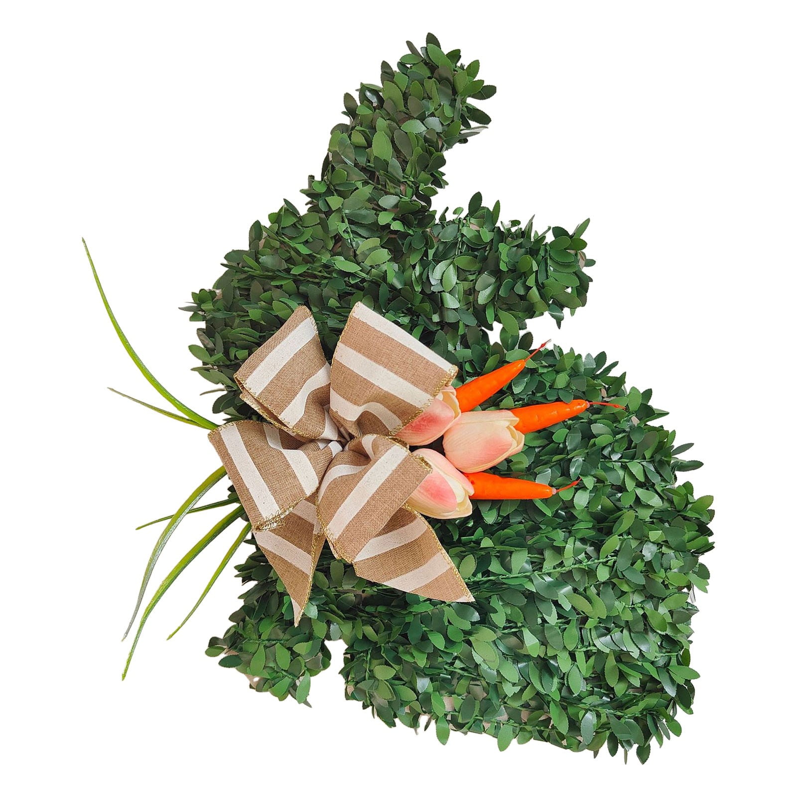 Artificial Easter Hanging Bunny Wreaths for Home Door Rustic Green Leaf ...