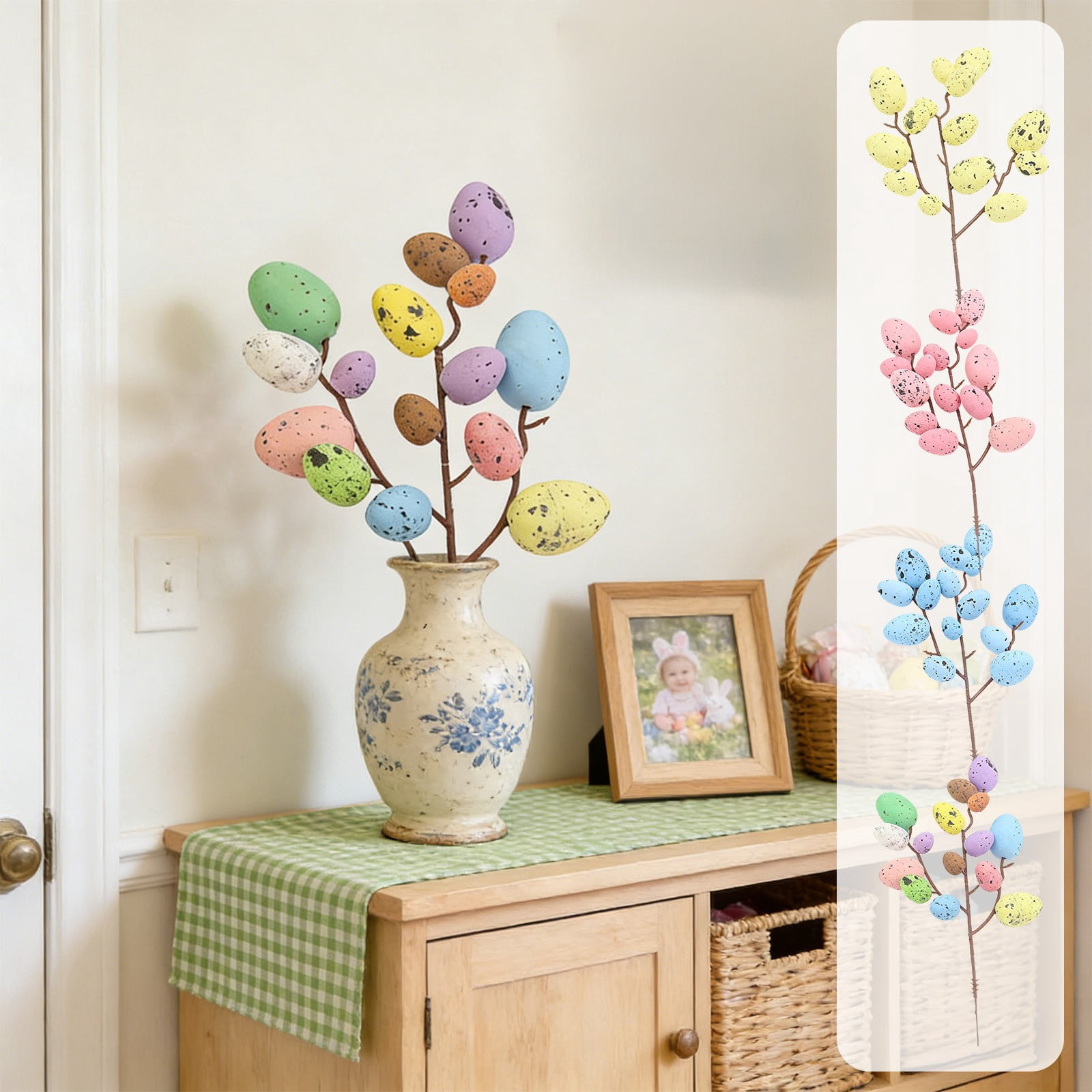 Artificial Easter Spray Branches with Eggs and Spring Flowers, Easter ...