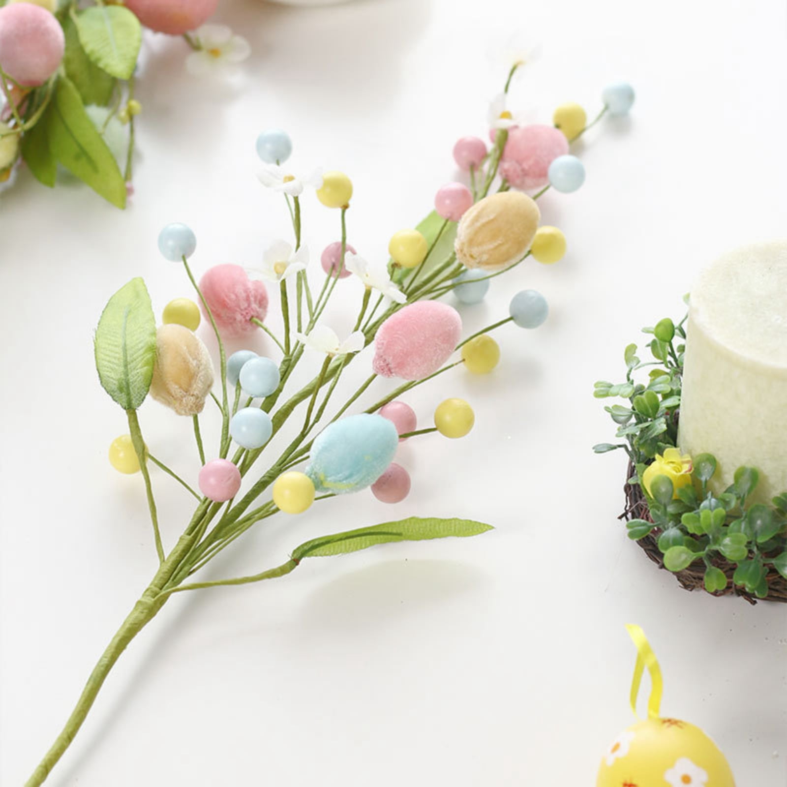 Artificial Easter Spray Vine with Pastel Easter Eggs and Berries ...