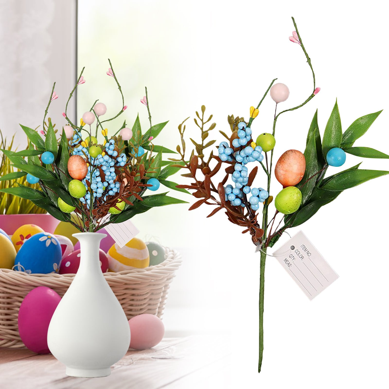 Artificial Easter Spray Vine, with Pastel Easter Eggs and Berries ...