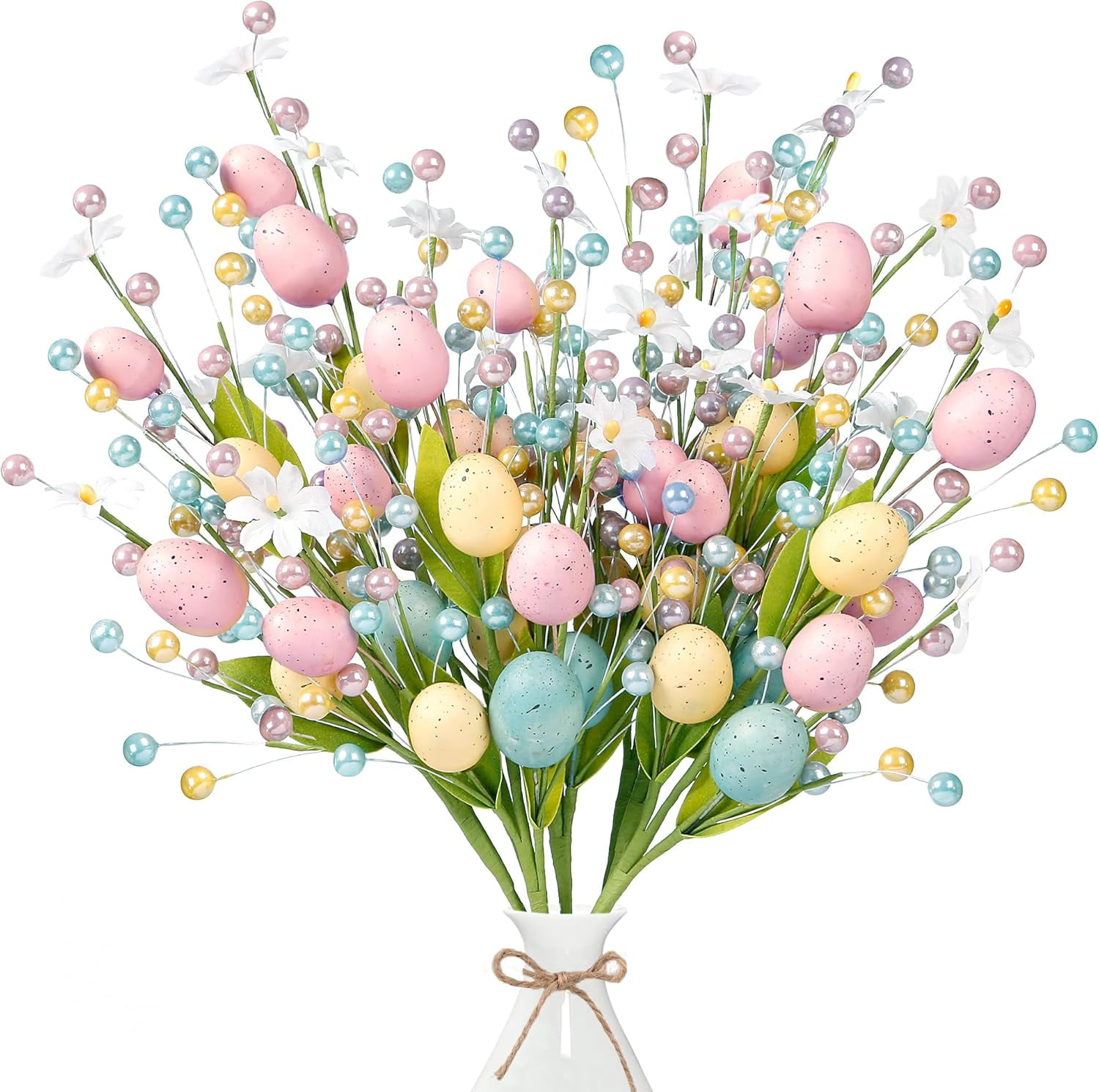 Artificial Easter Stems 6 Pcs Spring Berry Picks with Easter Eggs ...