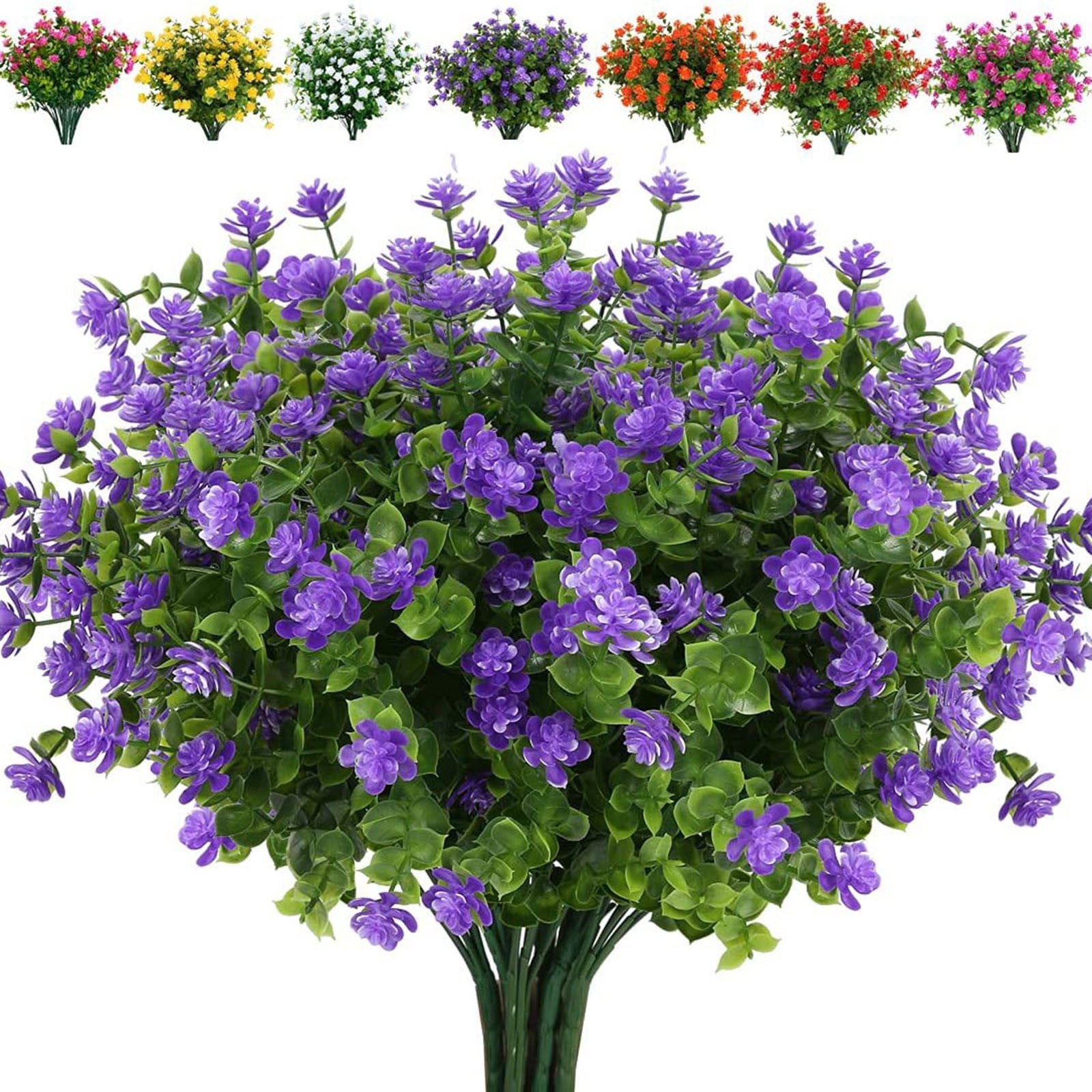 Artificial Eucalyptus Camellia Flowers, Purple Fake Decorative Florals ...