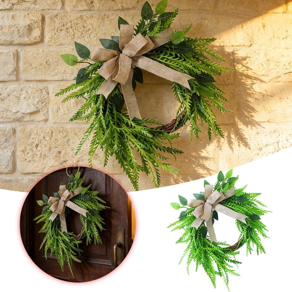 Artificial Eucalyptus and Fern Leaf Wreath 17.7 Inch - Large Green ...