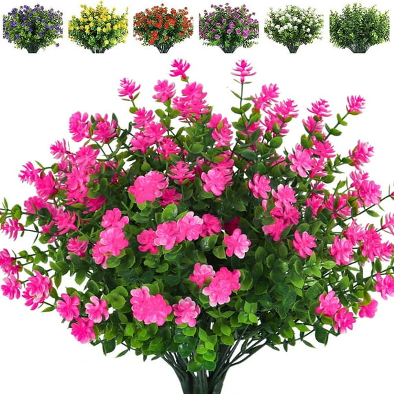 Artificial Eucalyptus Flowers 8 Bundles – UV-Resistant Faux Boxwood ...