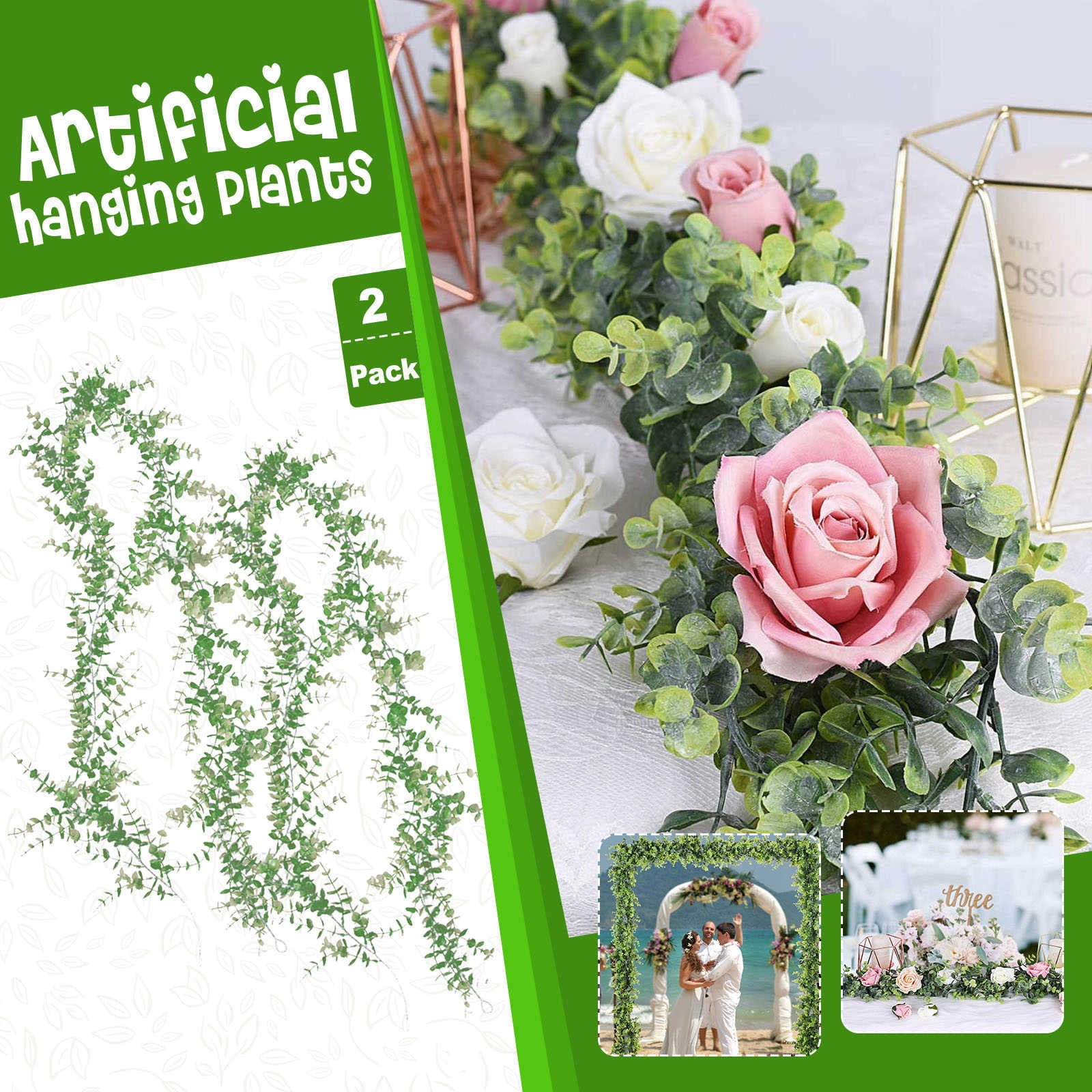 Artificial Eucalyptus Garland 2 Pack | 6ft Faux Greenery Vine for ...