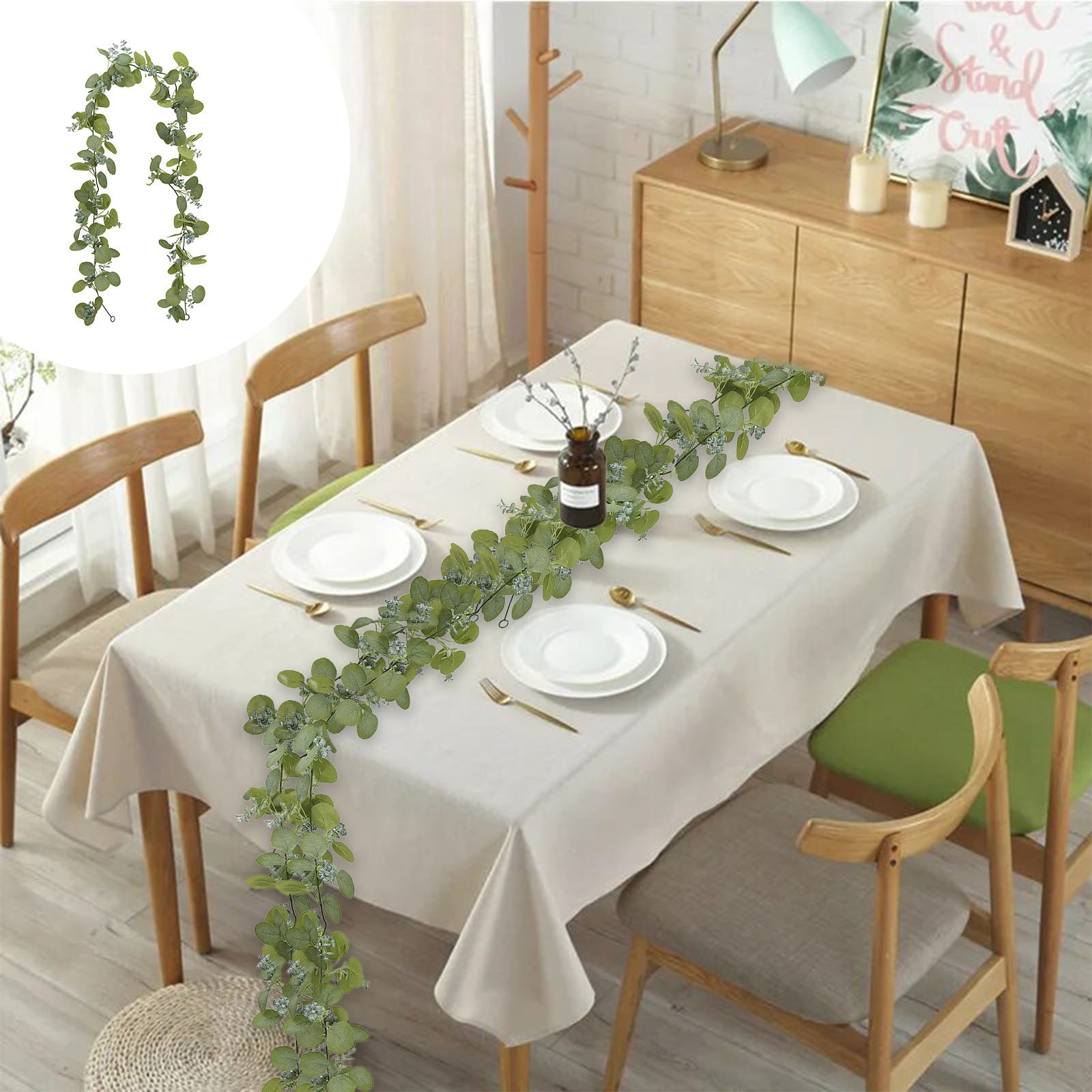 Artificial Eucalyptus Garland, 68.9in Faux Silk Leaf Eucalyptus Vines ...