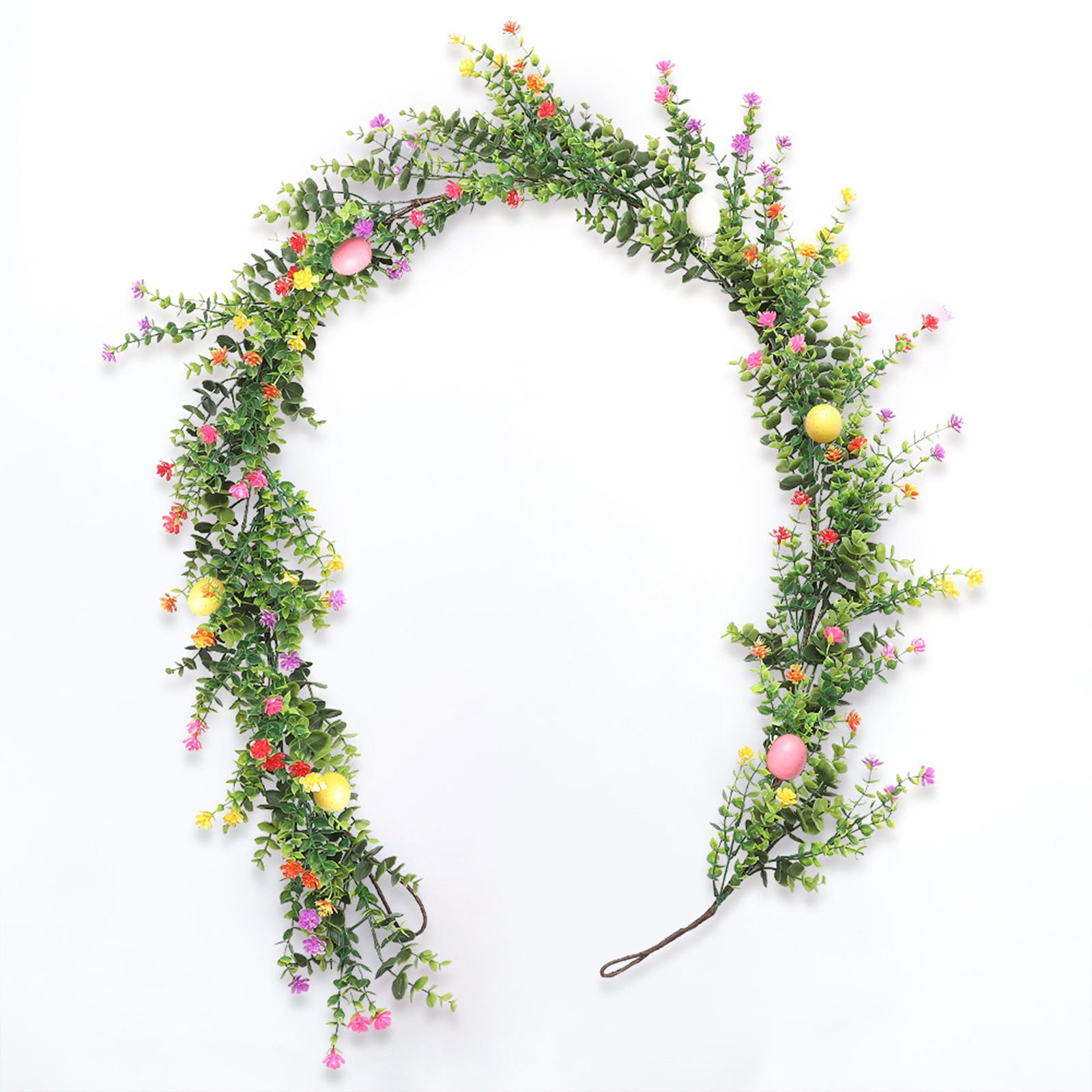 Artificial Eucalyptus Garland with Baby's Breath and Colorful Easter ...