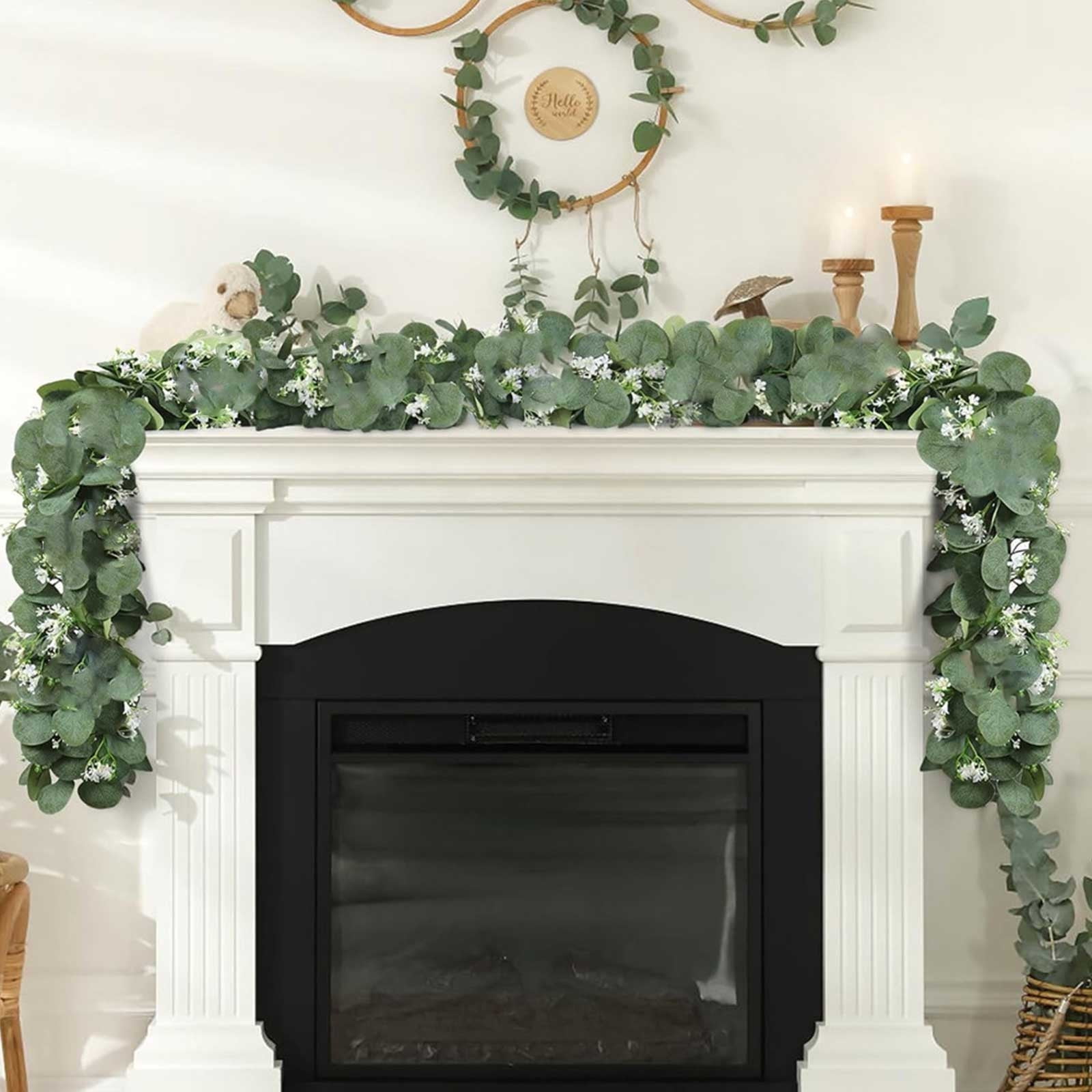 Artificial Eucalyptus Garland With Flowers, Faux Greenery Vines, Fake ...