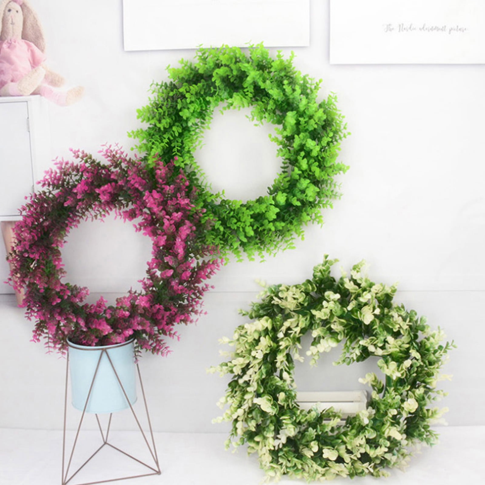 Artificial Eucalyptus Greenery Wreath - Living Room Decoration for ...