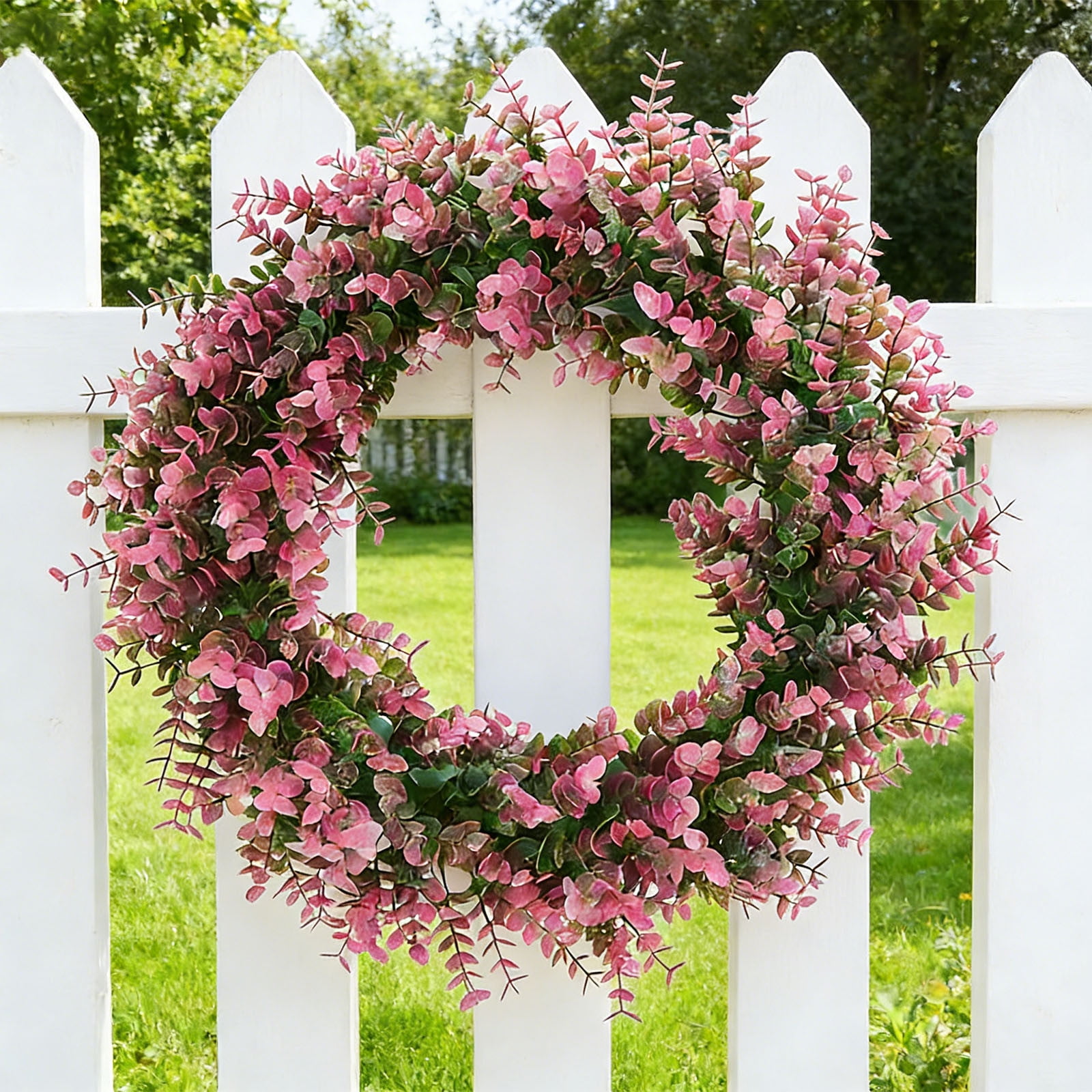 Artificial Eucalyptus Leaf Wreath 12.5 Inch, Simulated Greenery Door ...