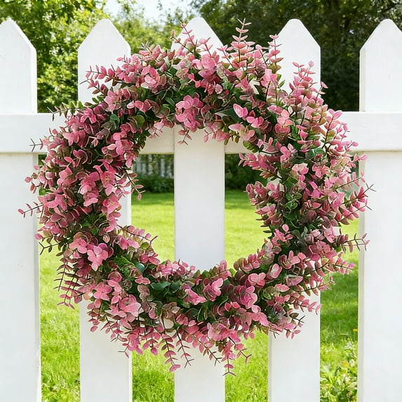 Artificial Eucalyptus Leaf Wreath 12.5 Inch, Simulated Greenery Door ...