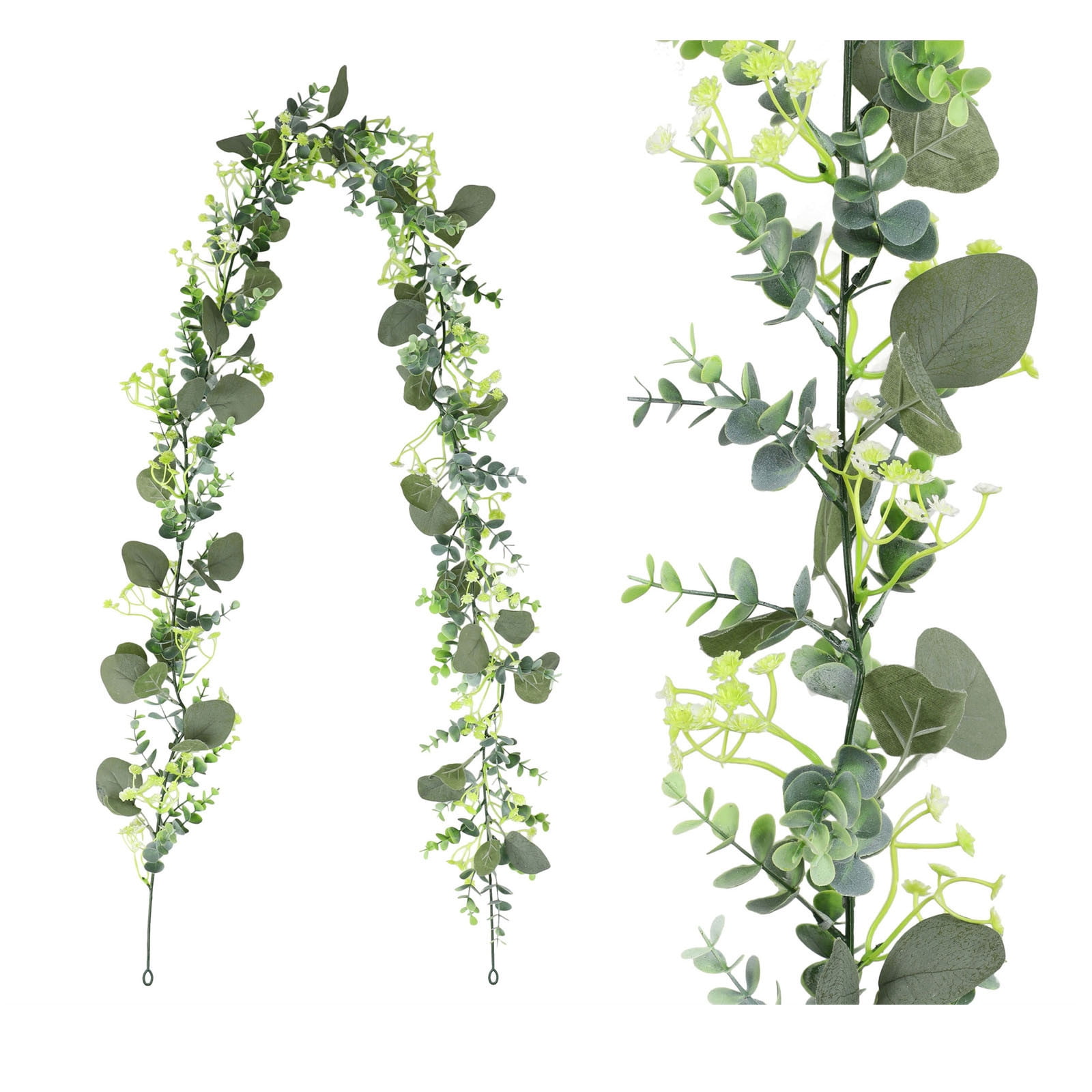 Artificial Eucalyptus Leaves Garland, 5.83FT Faux Vines Hanging Green ...