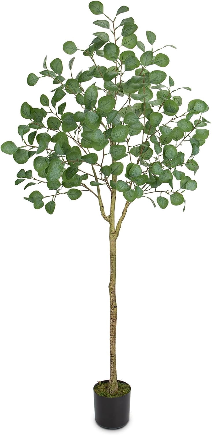Artificial Eucalyptus Tree 5 Ft with Silver Dollar Leaves in Plastic ...