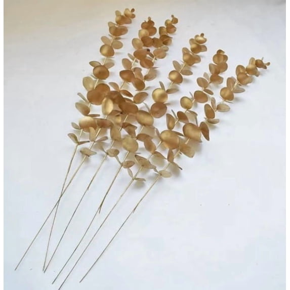 Artificial Eucalyptus and Ginkgo Leaves - Elegant Golden Plastic Floral ...