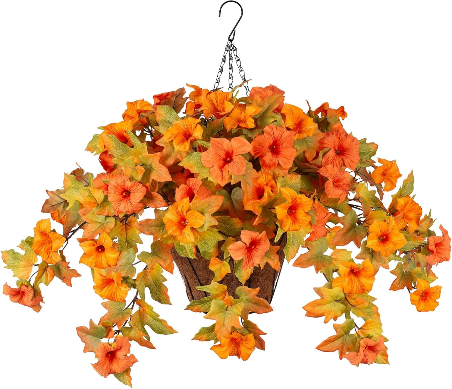 Artificial Fake Fall Flowers with Hanging Basket for Outdoor Fall ...