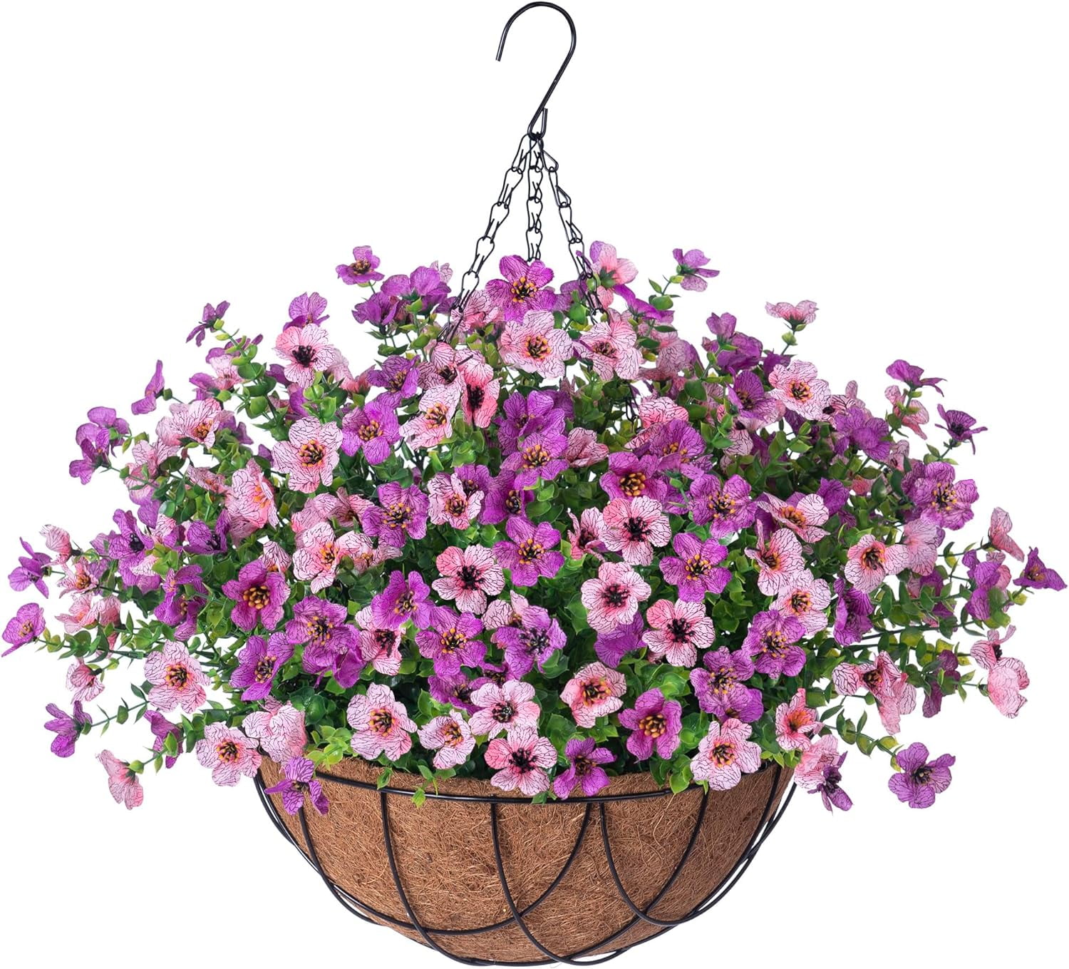 Artificial Fake Fall Hanging Mums Flowers Plants Basket for Outdoor ...