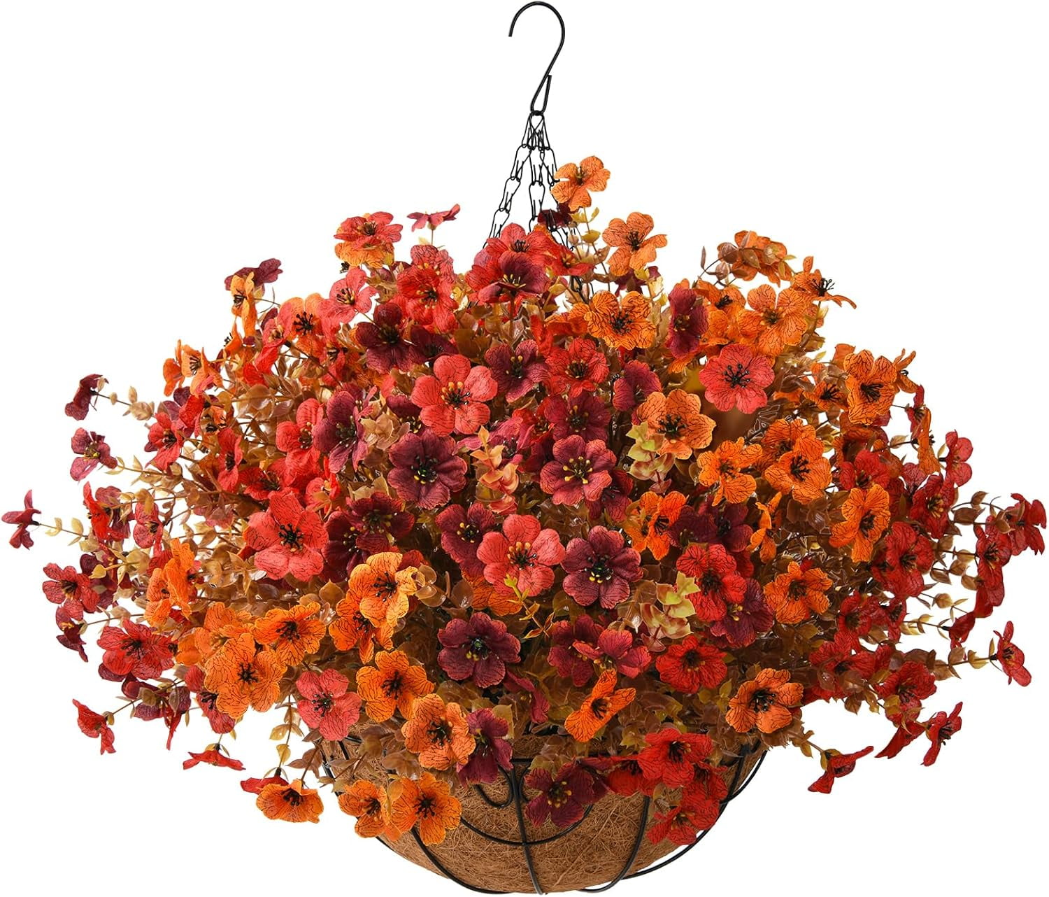 Artificial Fake Fall Hanging Plants Flowers Basket, Faux Silk Daisy in ...