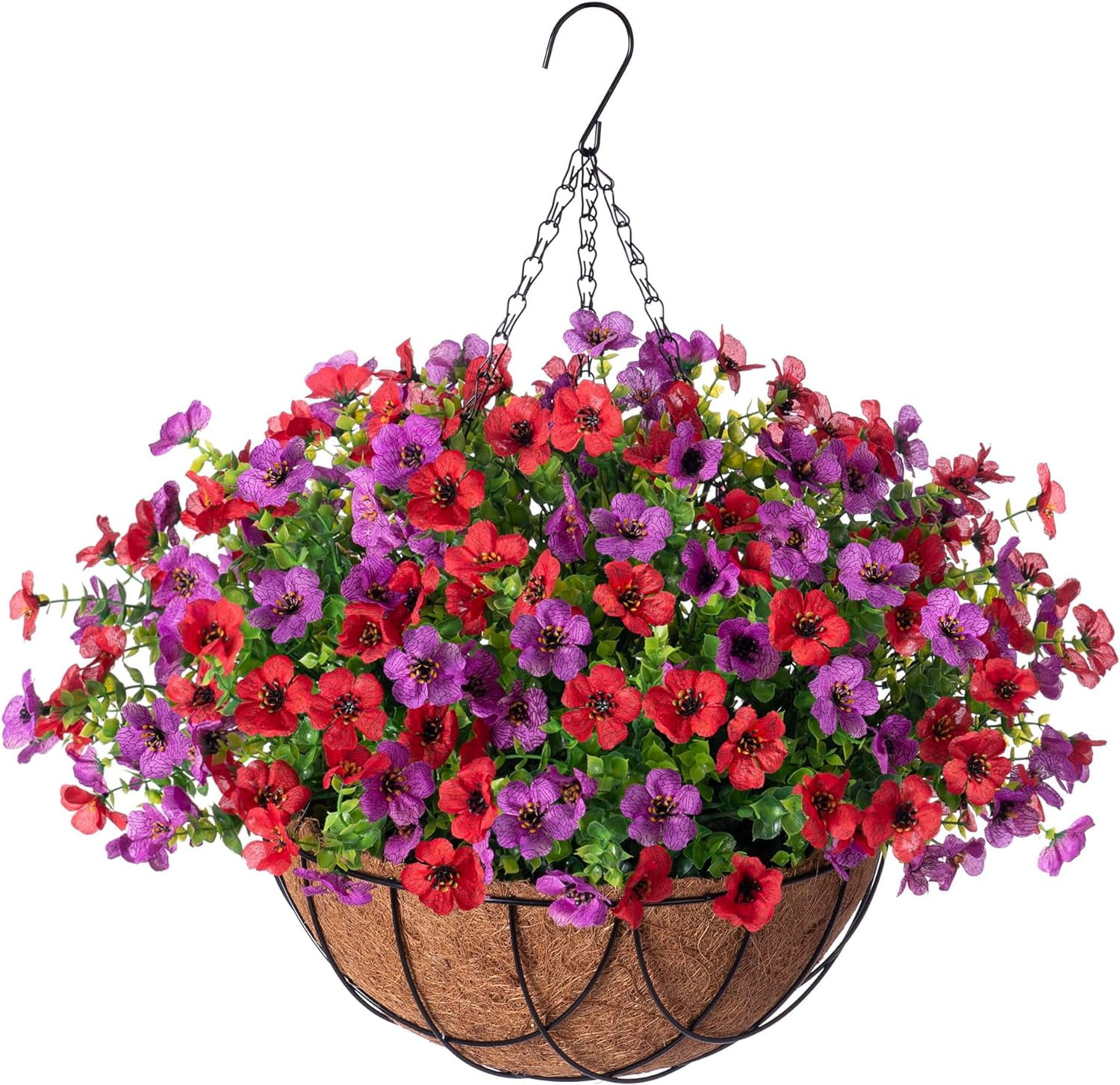 Artificial Fake Fall Hanging Plants Flowers Basket, Faux Silk Daisy in ...