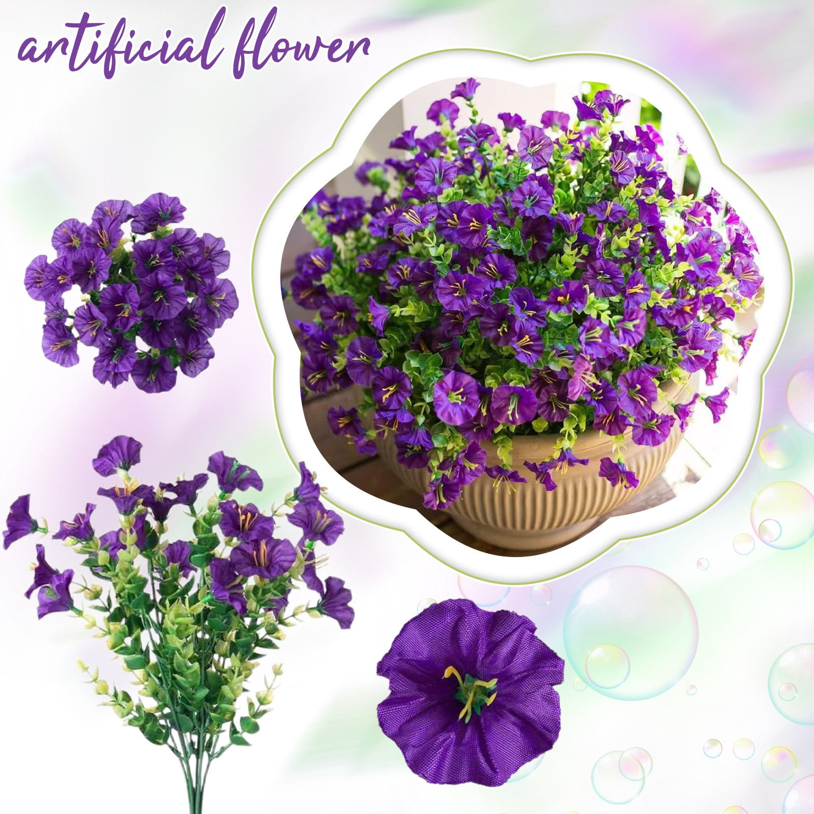 Artificial Fake Flower Plant Outdoor Spring Decoration, 12pcs ...