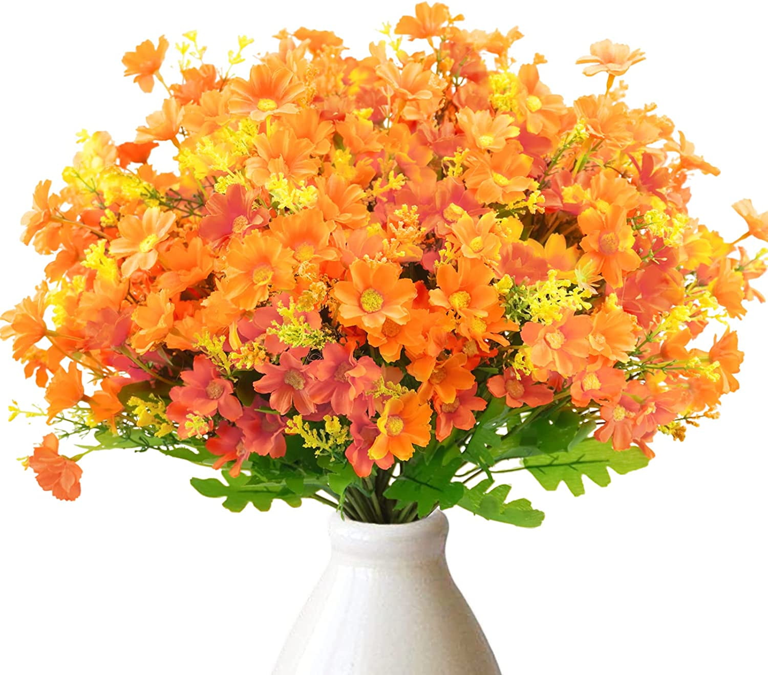 Artificial Fake Flowers, 6 Bundles Daisy Mums Flowers Outdoor UV ...