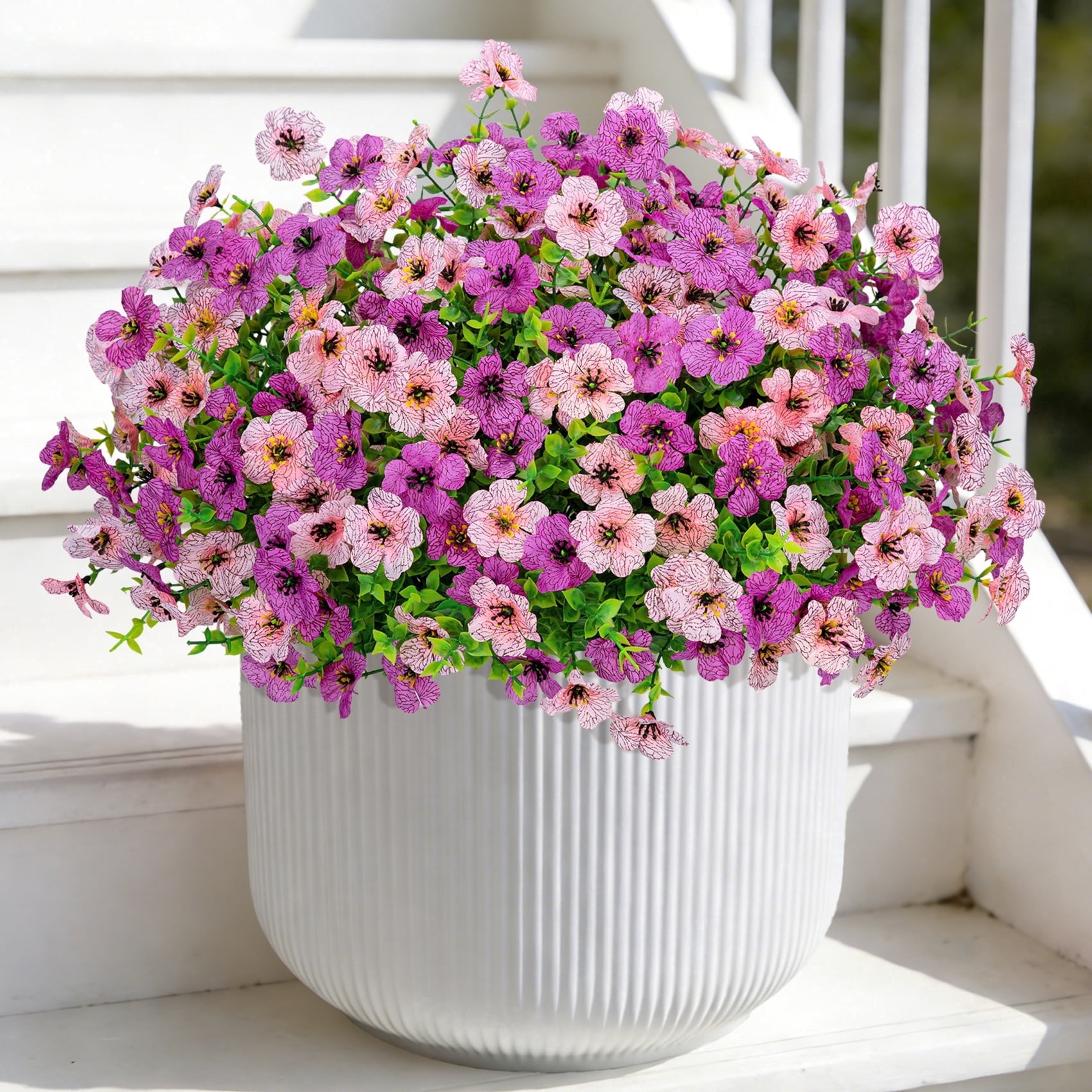 Scidweet Artificial Flowers for Outdoors, 12 Bundles Faux Fake Silk ...