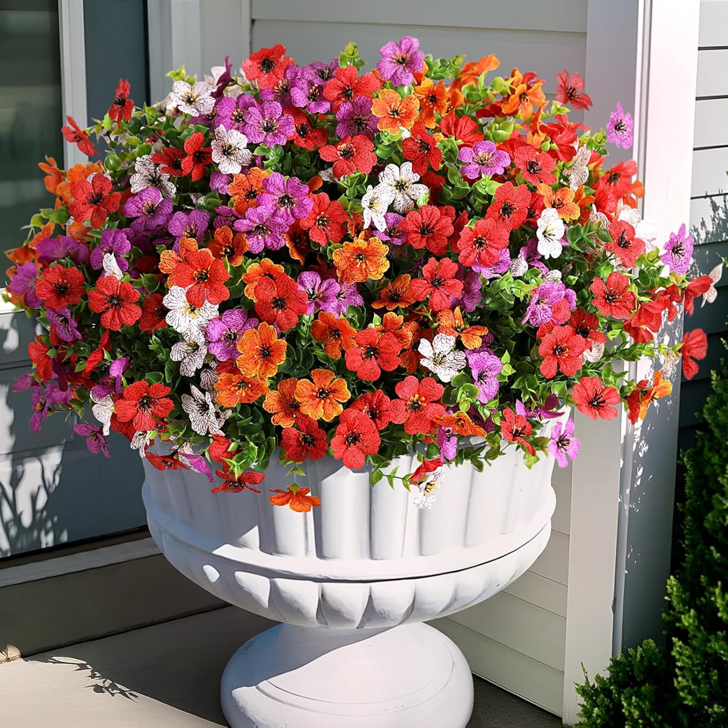 Artificial Fake Flowers for Outdoor Outside Decor, 12 Bundles Faux ...