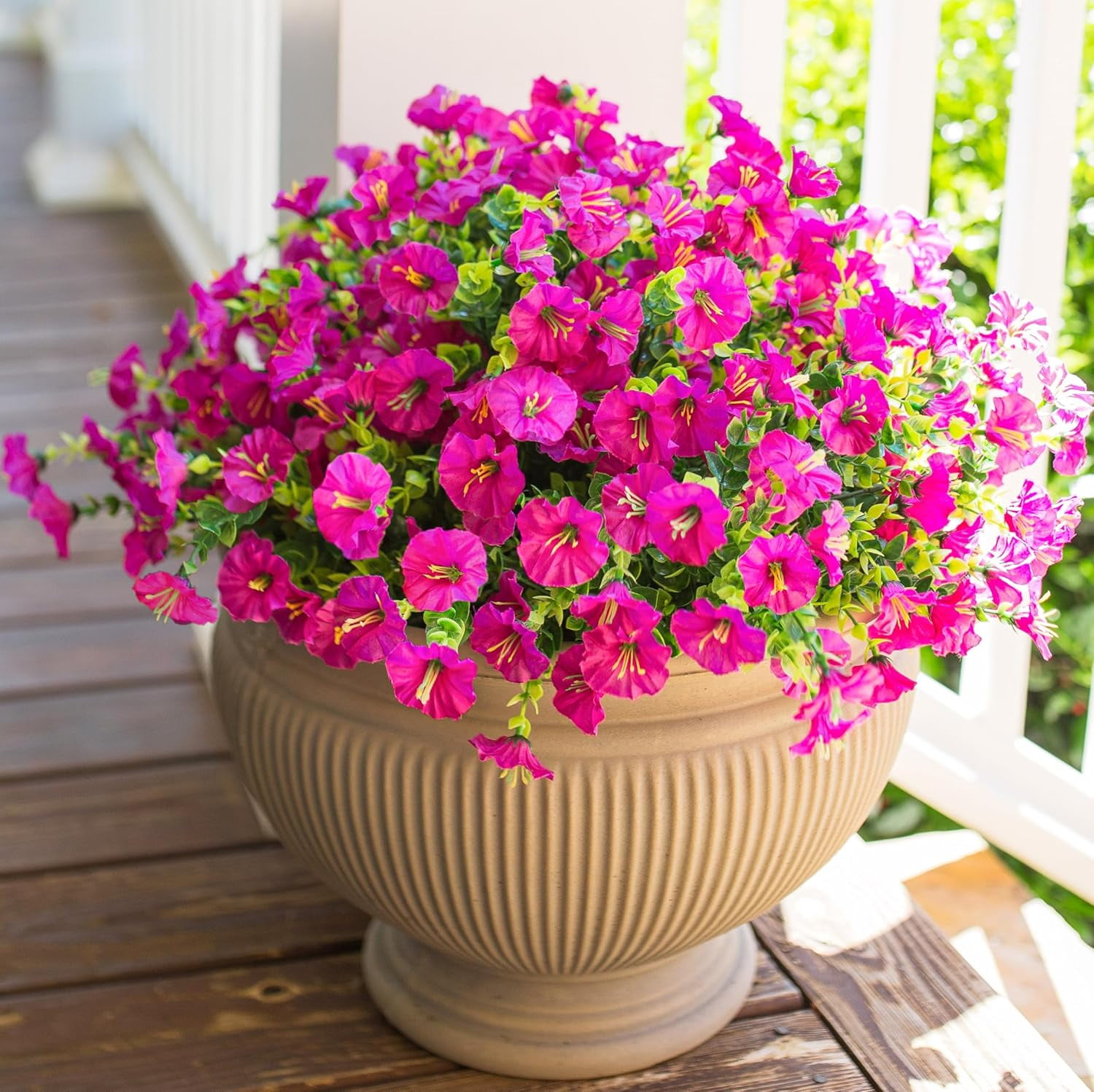 Artificial Fake Flowers Plant for Outdoors, 12 Bundles Faux Morning ...