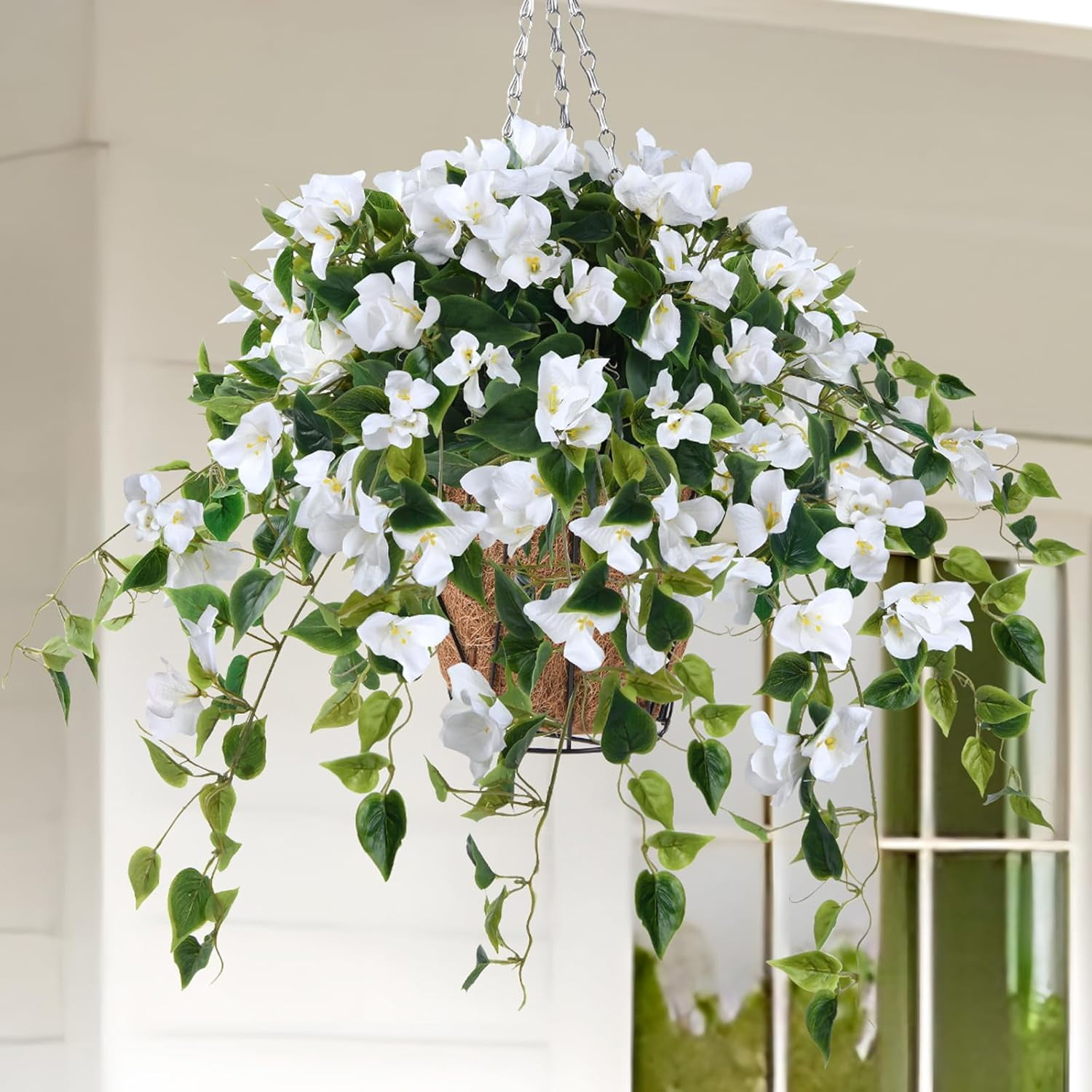 Artificial Fake Flowers Plants with Hanging Baskets for Outdoor, Pink ...