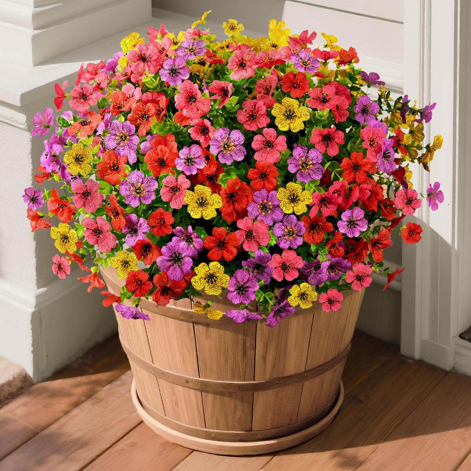 Artificial Fake Flowers Plants Outdoors Spring Decor, Faux Flowers Silk ...