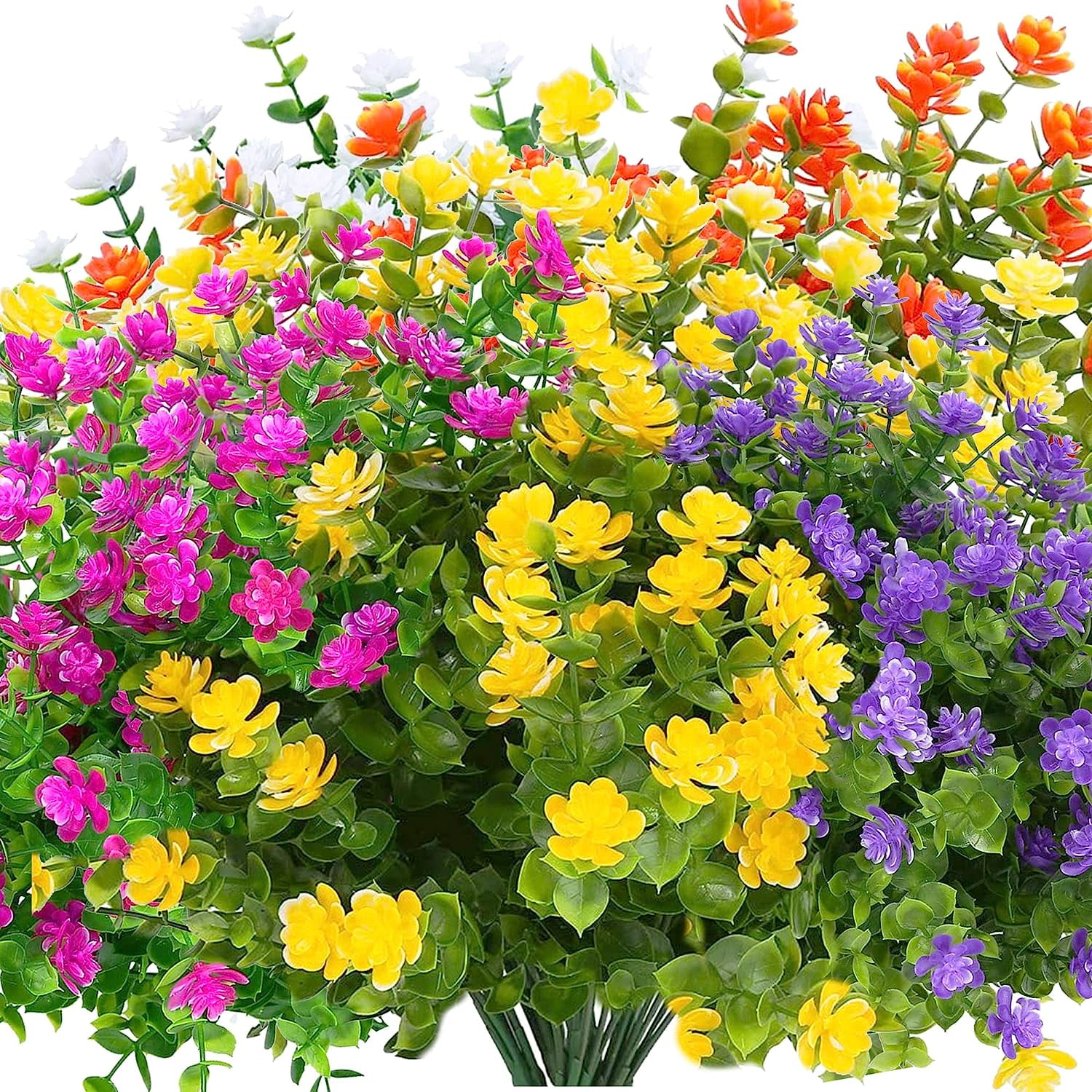 Artificial Fake Flowers, UV Resistant Faux Flowers Arrangement, Fake ...