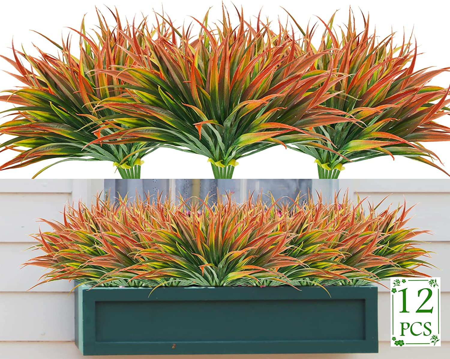 Artificial Fake Grass, 12pcs Outdoor Faux Grasses Plastic Plants ...