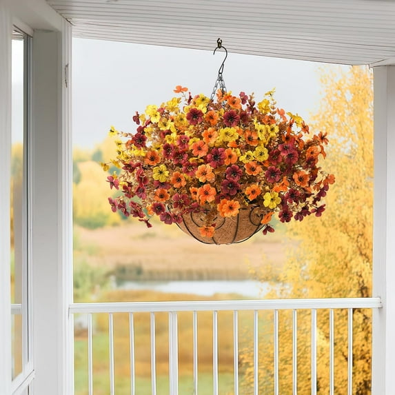 Artificial Fake Hanging Baskets Fall Flowers for Outdoors Decoration ...