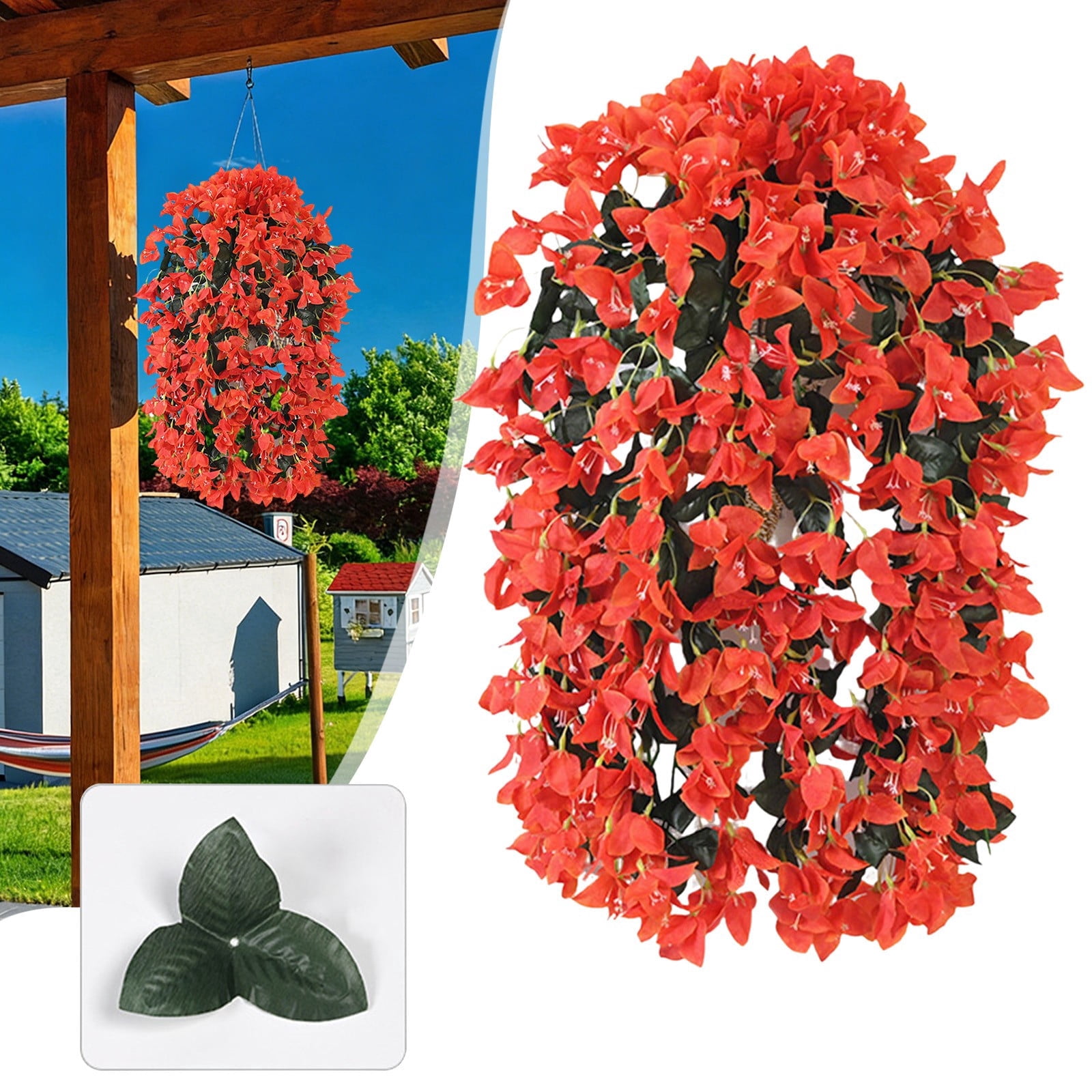Artificial Hanging Flowers Long Vines Faux Outdoor with Eucalyptus ...