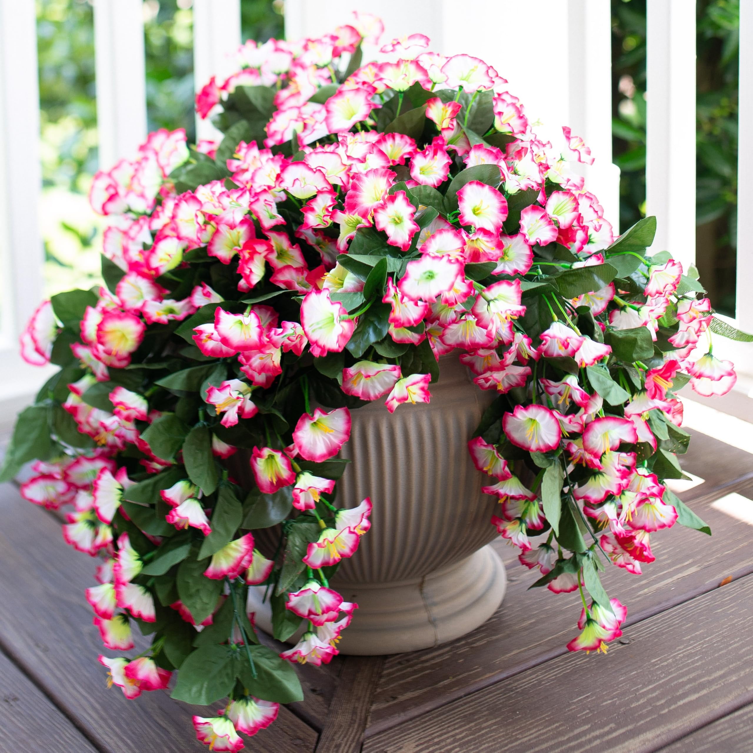 Artificial Fake Hanging Flowers Plants,2PCS Faux Silk Morning Glory ...