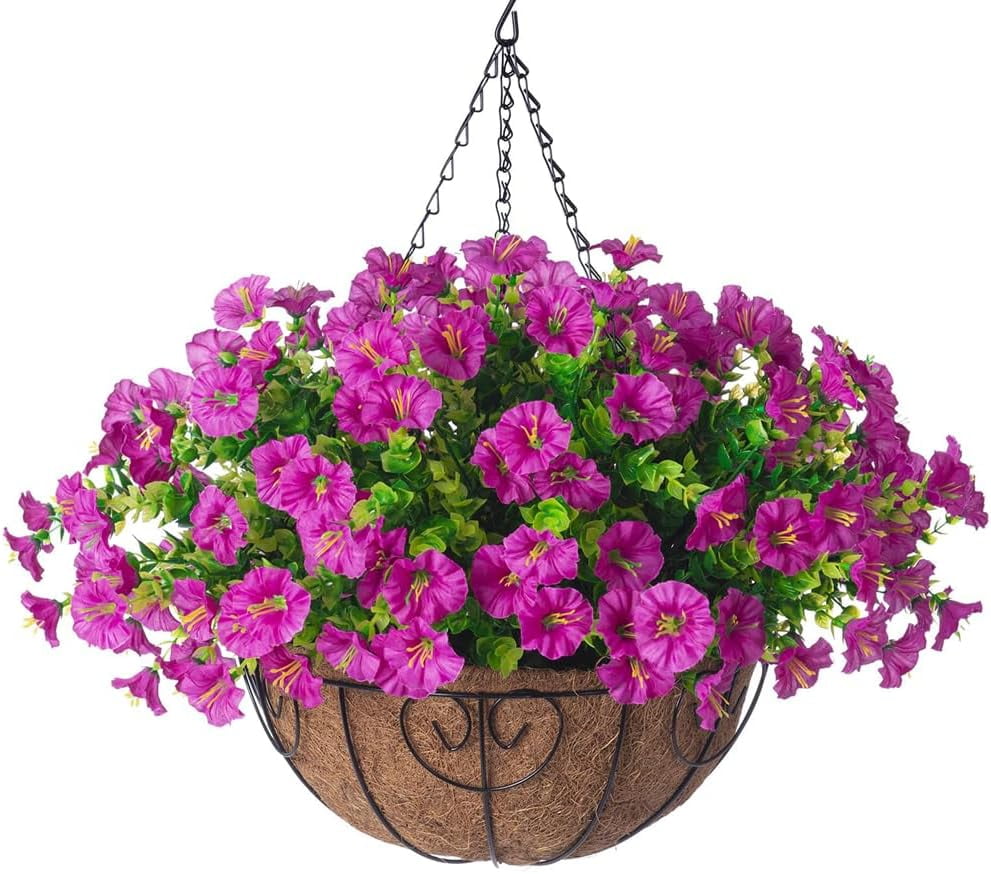 Artificial Fake Hanging Flowers Plants Baskets for Outdoor Outside ...