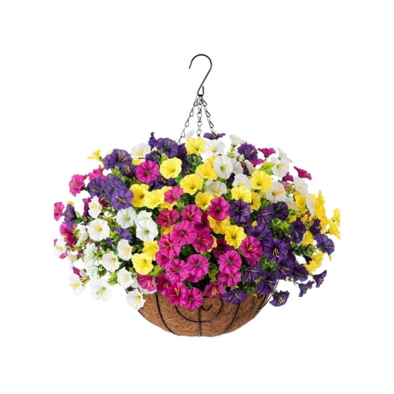 Artificial Fake Hanging Flowers Plants Baskets for Outdoors Decor , UV ...