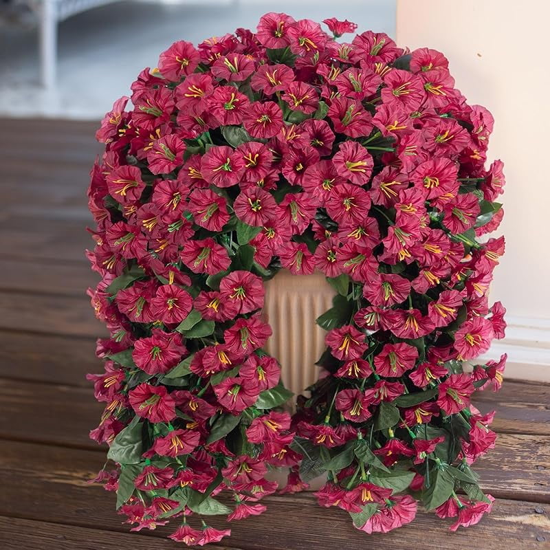 Artificial Fake Hanging Flowers Plants for Outdoor Outside Summer ...