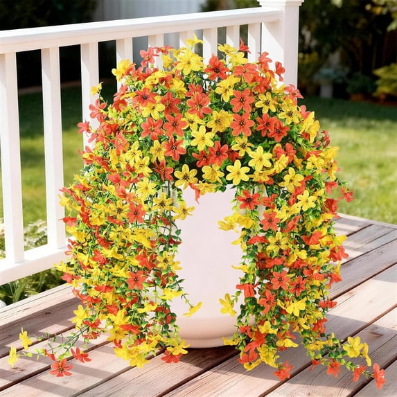 Artificial Fake Hanging Flowers Plants for Outdoor Summer Decoration,2 ...