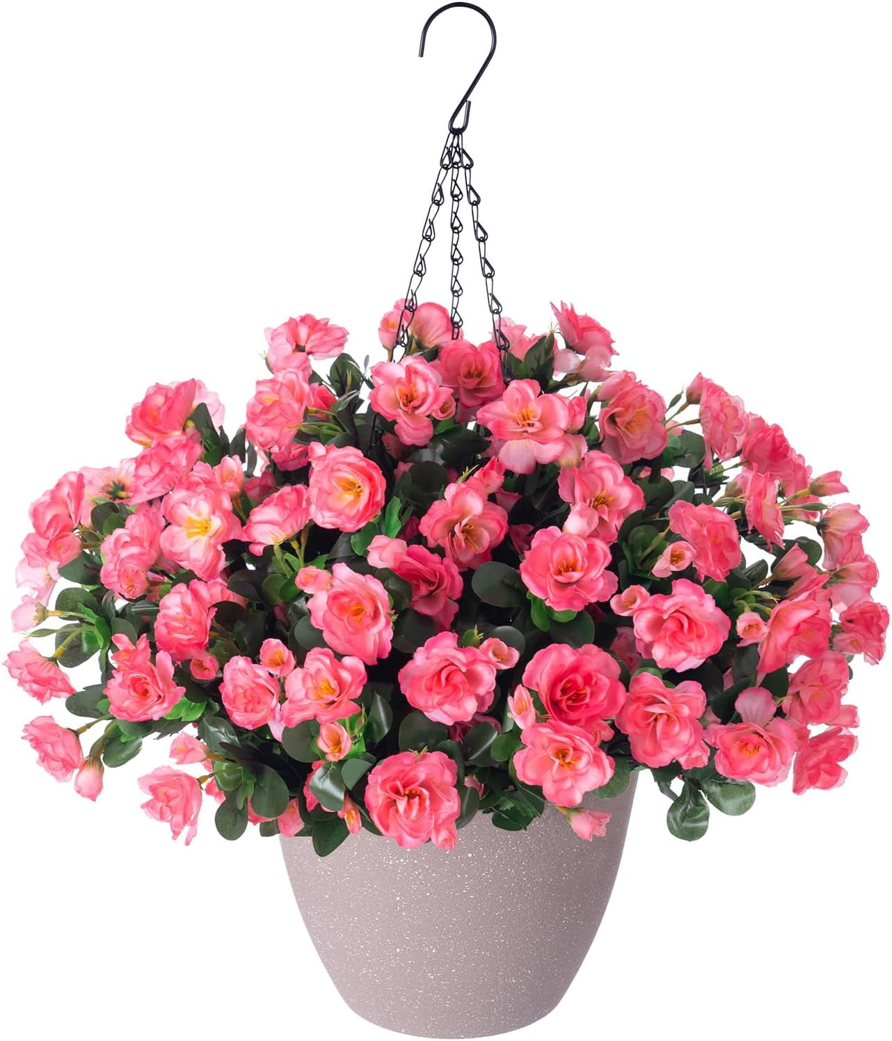 Artificial Fake Hanging Outdoor Flowers Plants with Basket, Faux Silk ...