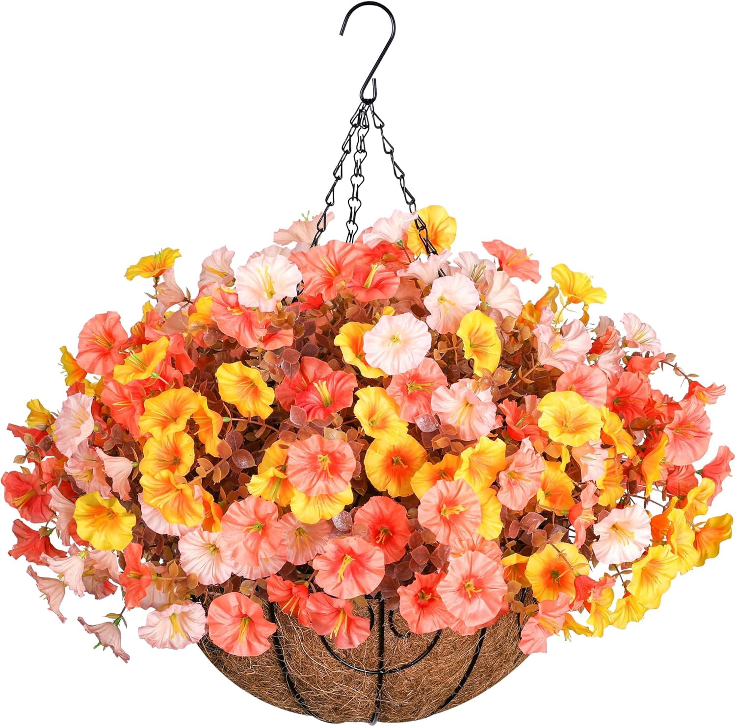 Artificial Fake Hanging Outdoor Plants Flowers with Basket, Fall Autumn ...