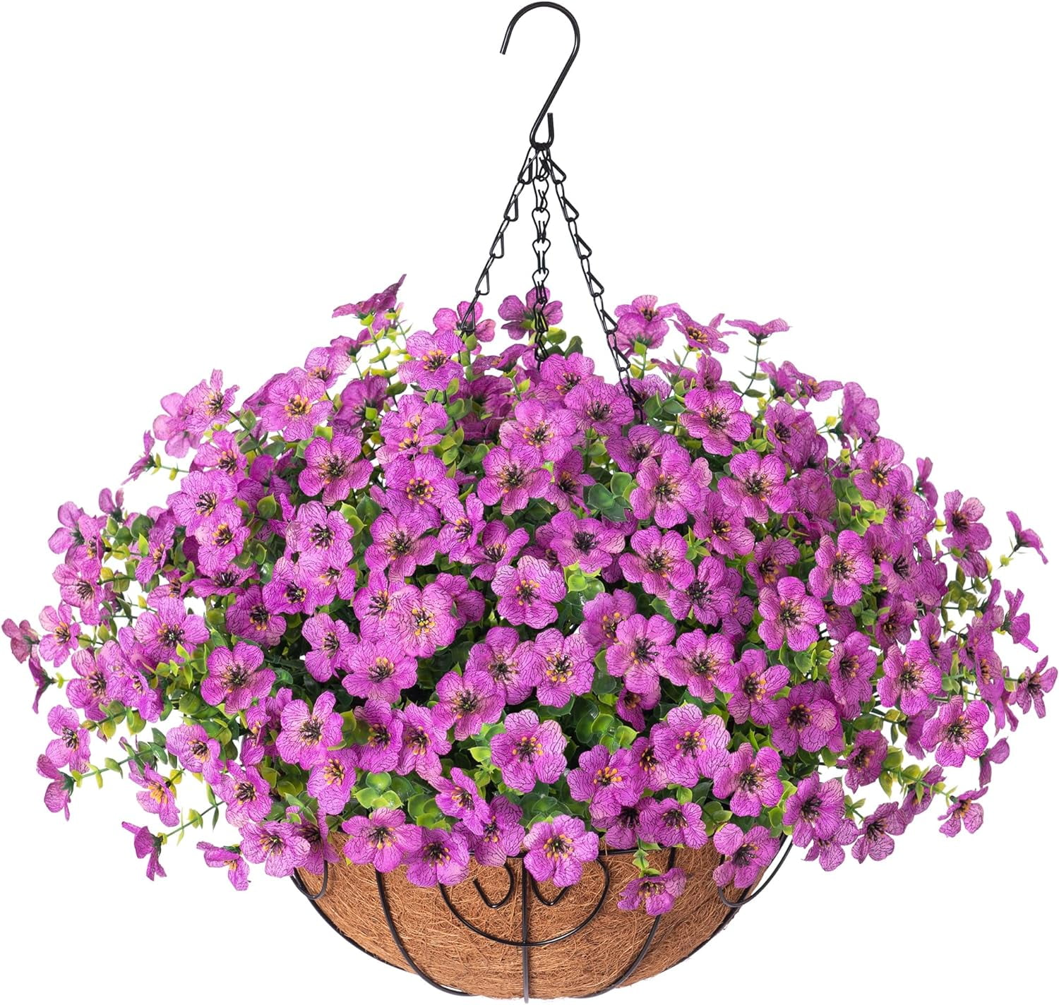 Artificial Fake Hanging Plants Flowers Basket for Outdoor Outside Porch ...