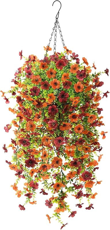 Artificial Fake Hanging Plants Flowers Basket for Summer Outdoor ...