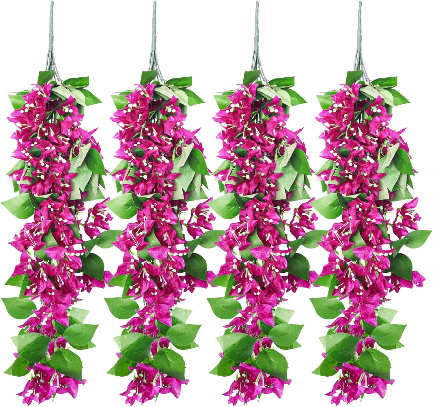 Artificial Fake Hanging Plants Flowers for Outdoor,29.5” Faux Silk Pink ...