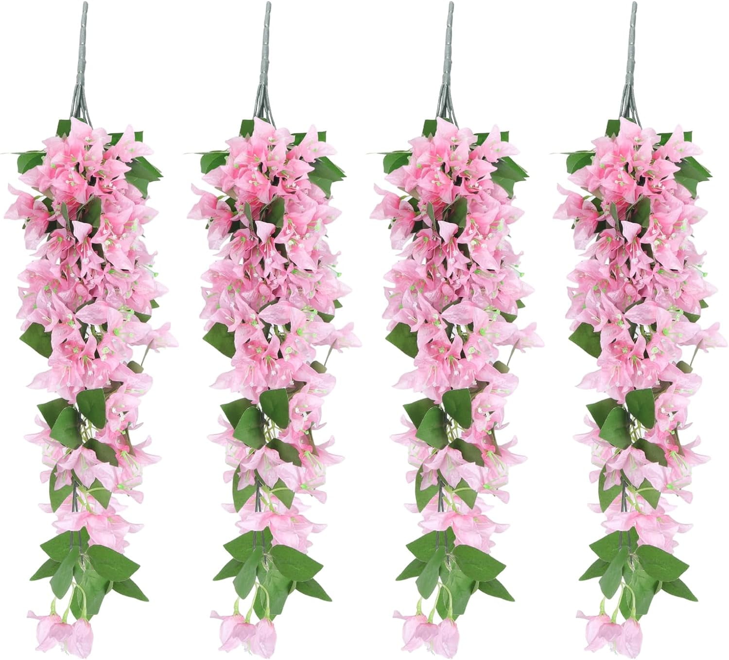 Artificial Fake Hanging Plants Flowers for Outdoor,29.5” Faux Silk Pink ...