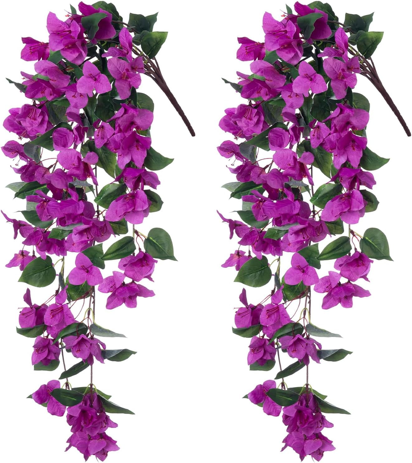 Artificial Fake Hanging Plants Flowers for Outdoor, 2pcs Faux Silk Pink ...